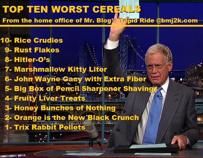 Top Ten Worst Cereals | Mr. Blog's Tepid Ride